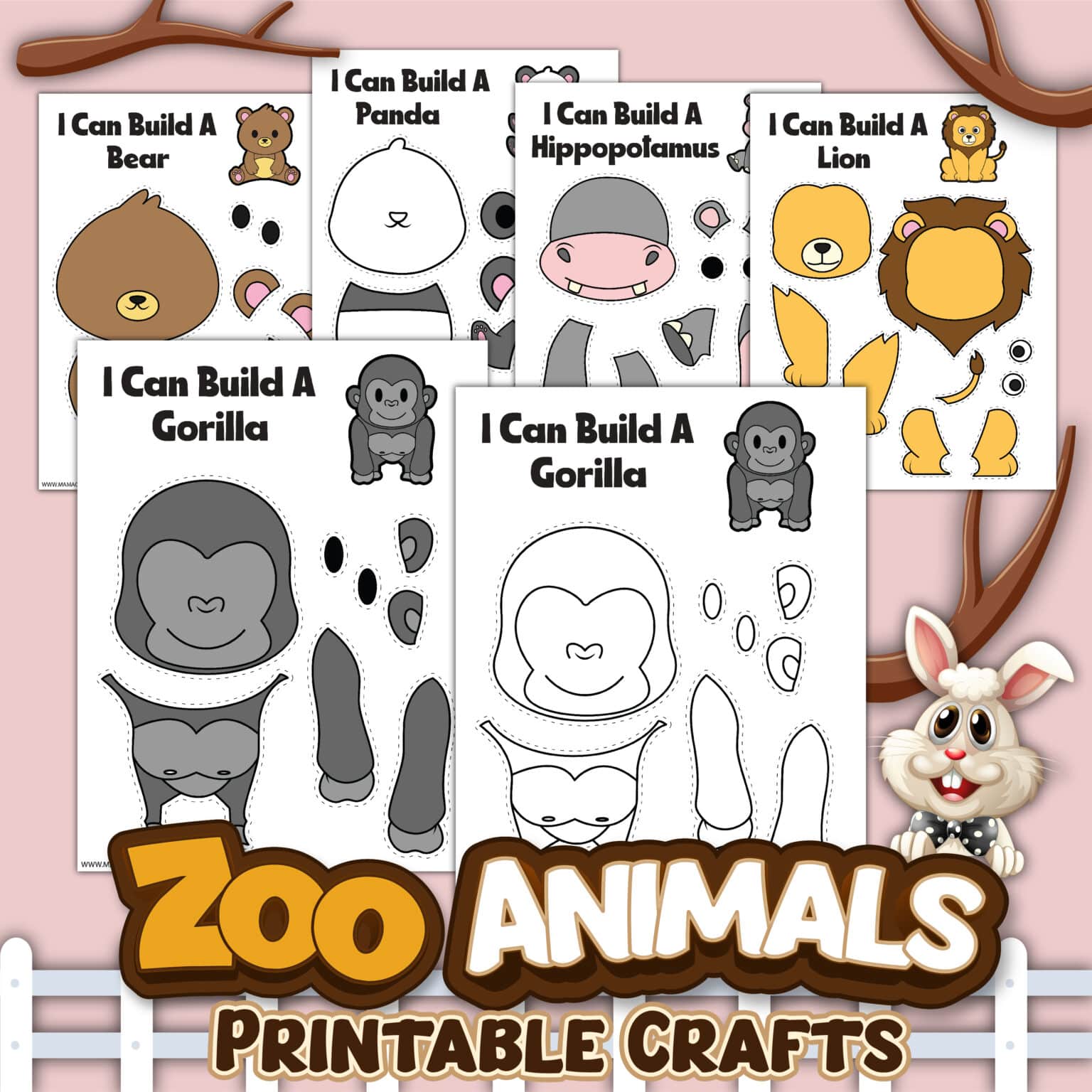 Zoo Animals Printable Crafts – FREE - Mama of Five
