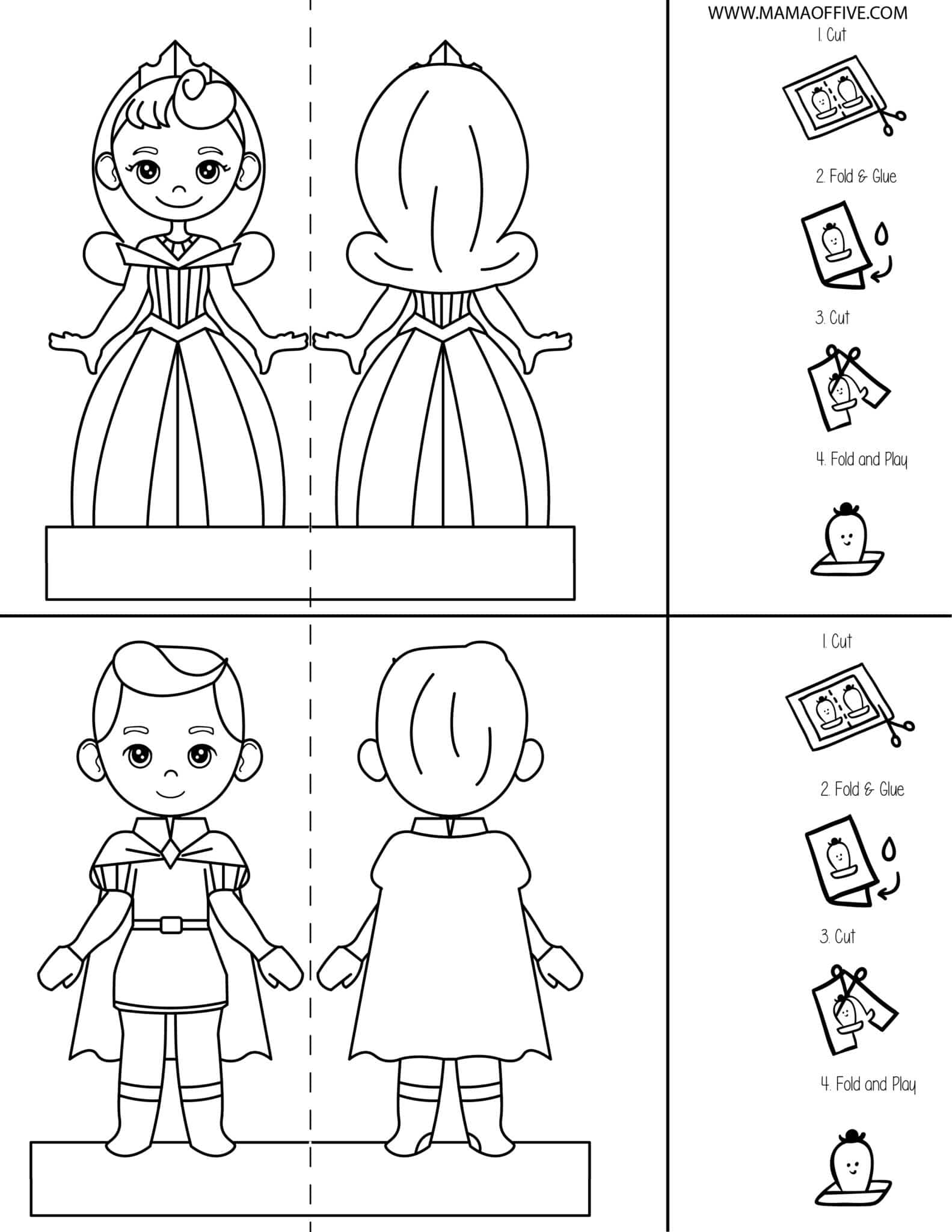 Disney Prince & Princess Stand-Up Paper Dolls - FREE - Mama of Five