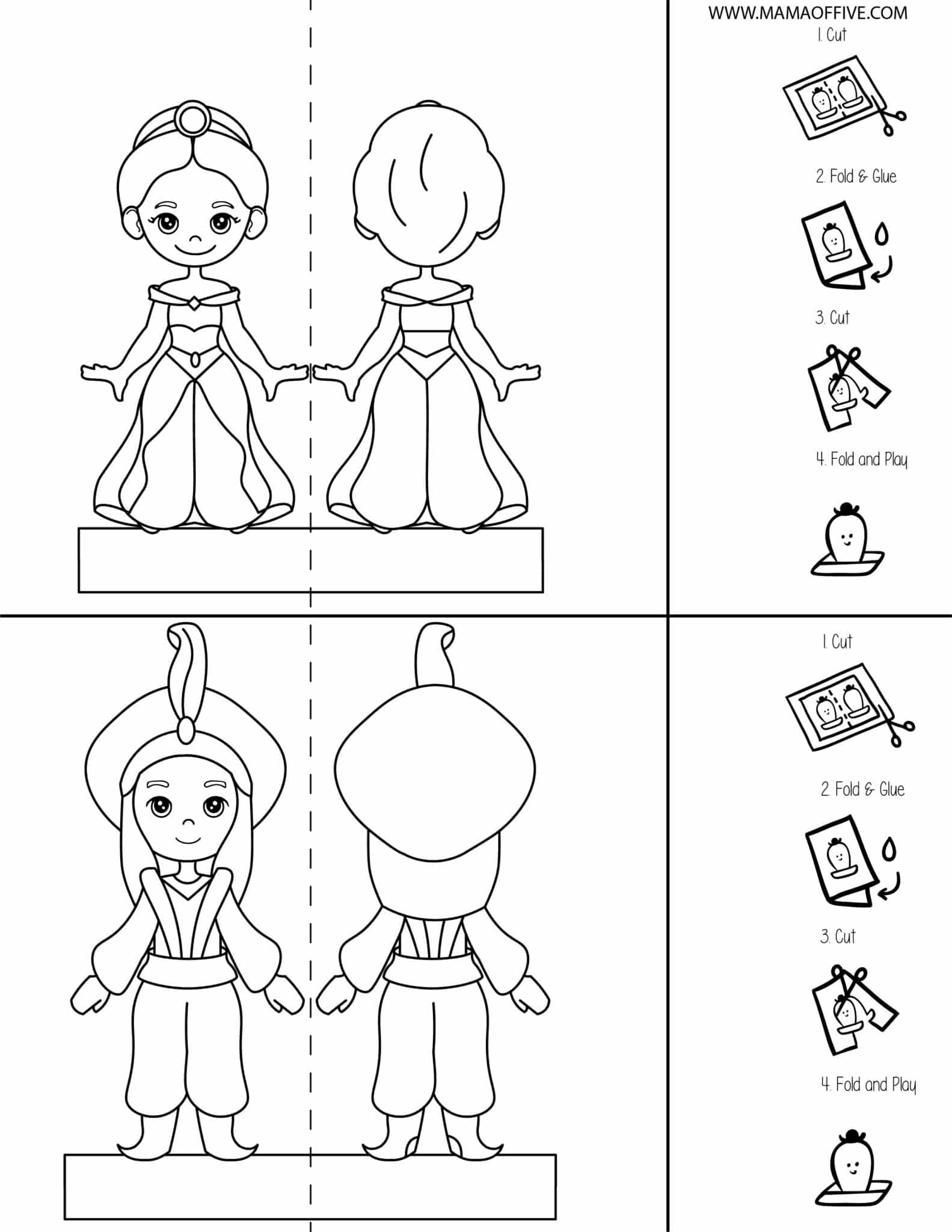 Disney Prince & Princess Stand-Up Paper Dolls - FREE - Mama of Five