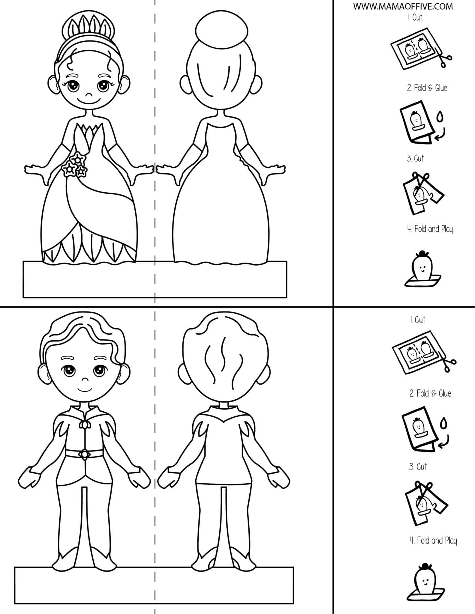 Disney Prince & Princess Stand-Up Paper Dolls - FREE - Mama of Five